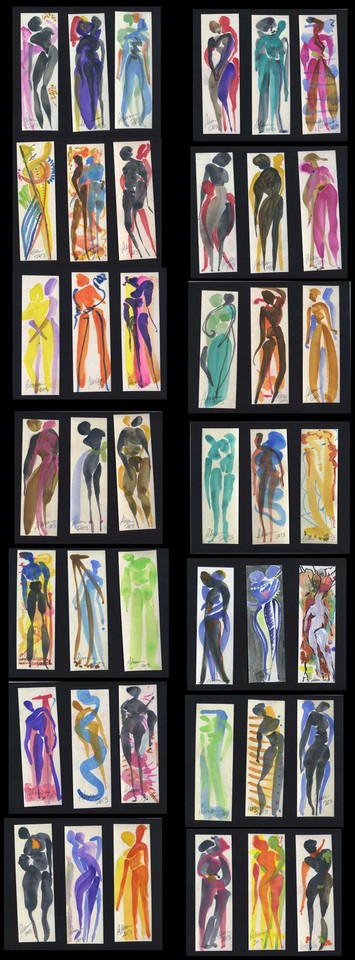 KISS AND HOLD Original Watercolor Painting Entwined Figures #10 Lovers ...