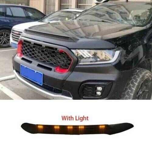 Primer Black Front Engine Hood Grille Strip Trim LED For Ford Ranger ...