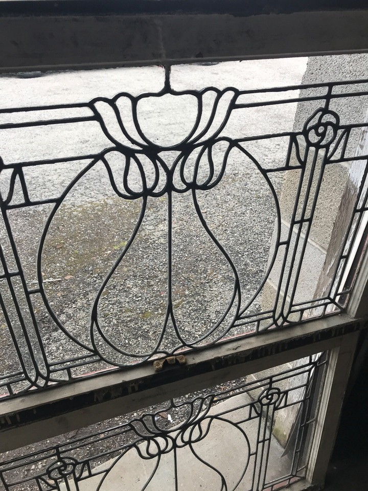 MK 42 available price separate Antique leaded glass Flower Window 23.5 ...