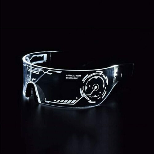 LED Light Up 7 Color Clear Lenses Visor Glasses Goggles Cyberpunk Rave ...