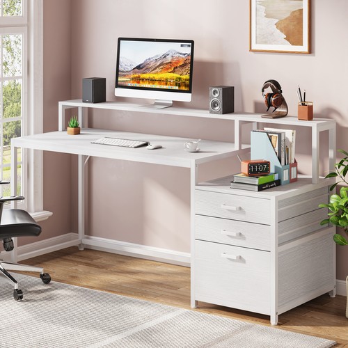 Tribesigns 63" Modern Computer Desk Study Writing Table with Drawer ...