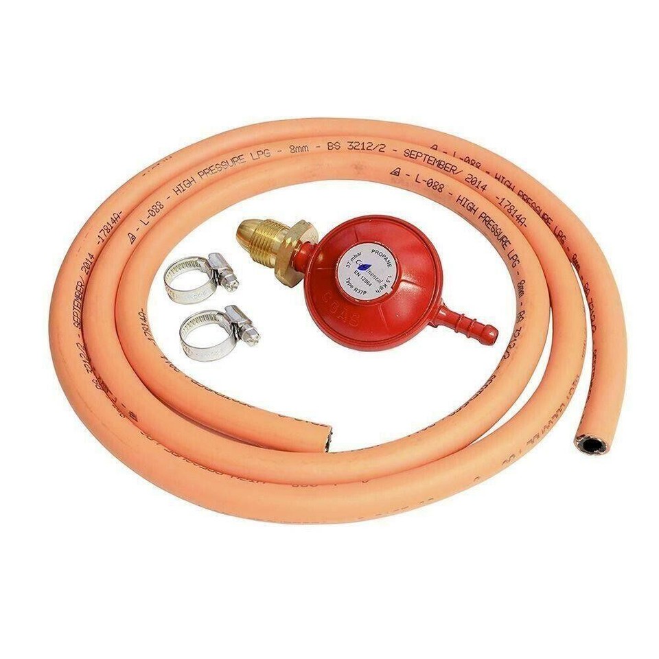 Complete BBQ Cooker Kit Propane Regulator Gas Hose Clips Heater Stove ...