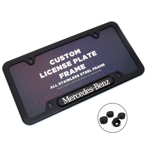 Black Stainless Car License Plate Frame Cover For Mercedes-Benz Sport ...