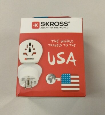 Brand New Skross Travel Country Adapter Plug World To USA Earthed White ...