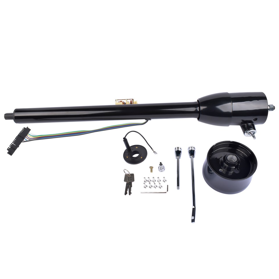Black 32" Keyed Tilt Steering Column Manual with 9 Bolt Adapter Floor ...