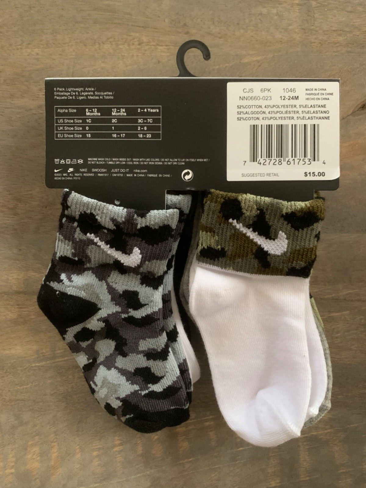 NIKE Baby Socks 6-12 Months Camu Ankle Socks 6-Pack | eBay