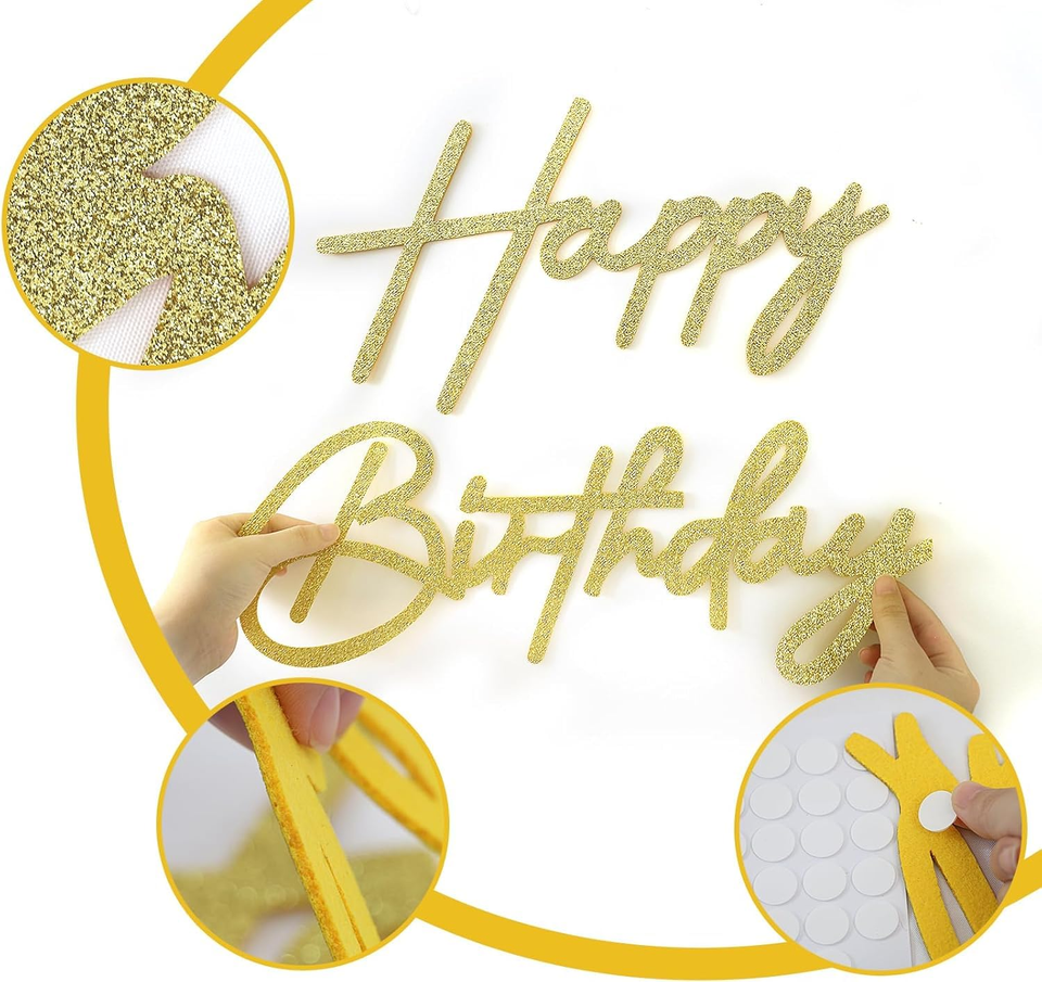 Happy Birthday Sign for Backdrop,Felt Letter Sign Banner for Wall Decr ...