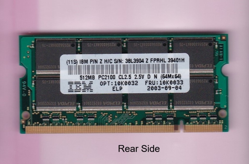 512MB PC-2100S DDR-266 ELPIDA EBD52UC8AARA-7B IBM 10K0032 LAPTOP Stick ...