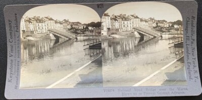 NATIONAL ROAD BRIDGE OVER MARNE RIVER BLOWN UP WW1 KEYSTONE STEREOVIEW ...