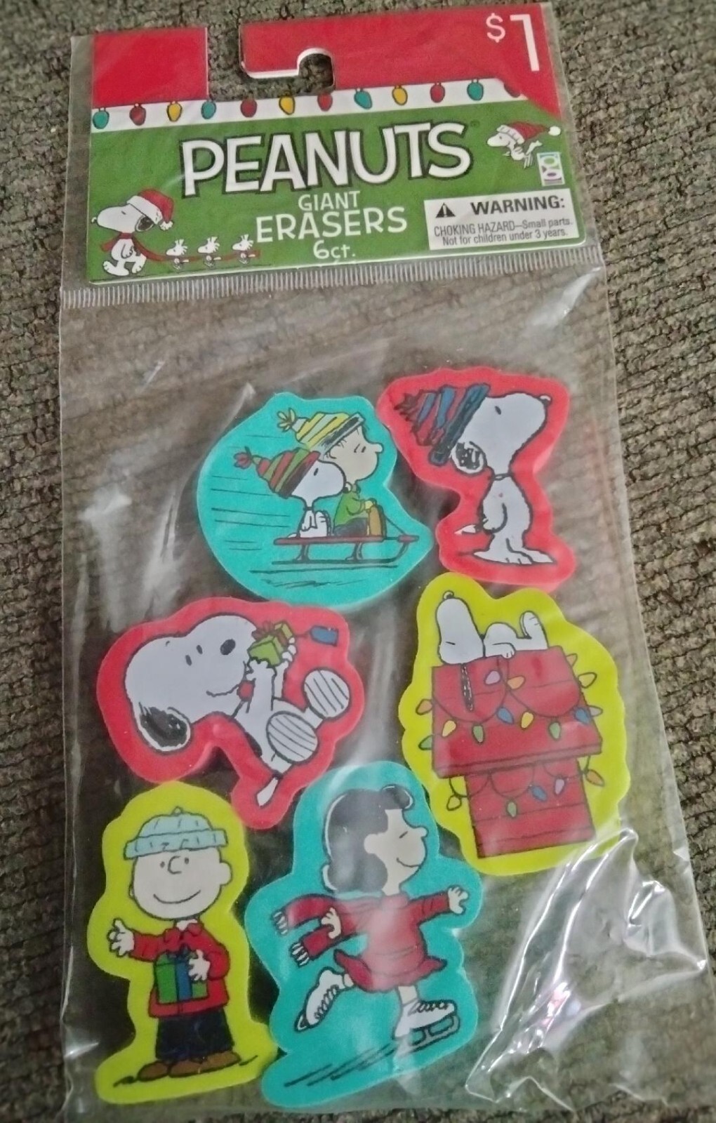 Peanuts Giant Erasers Package 6 Count Sealed Collectable | eBay