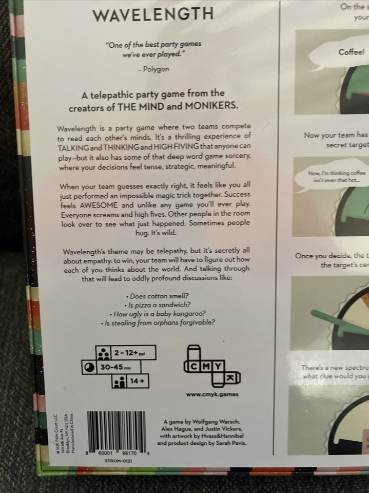 Wavelength Party Board Game Palm Court Brand New Sealed CMYK Games 2021 ...