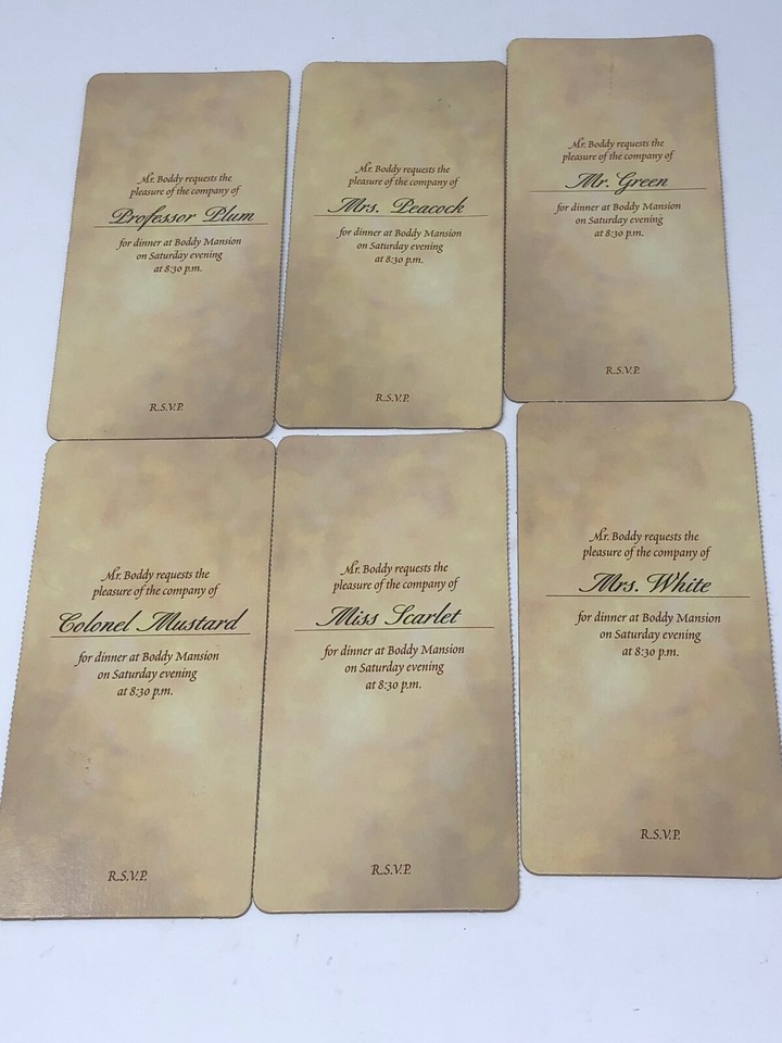 Clue 50th Anniversary INVITATION CARDS - set of 6 | eBay