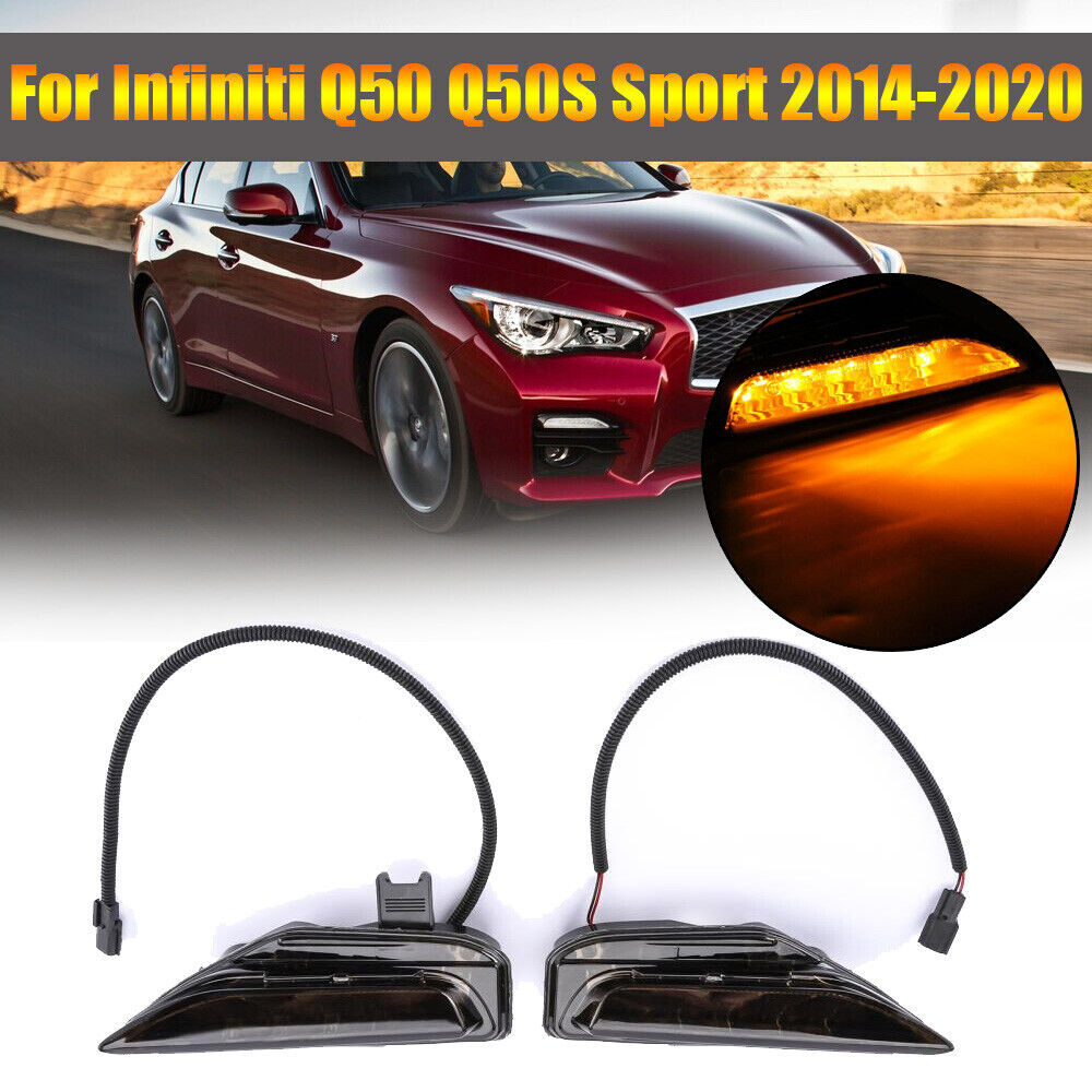 Front LED Fog Light Amber Turn Signal Lamp For Infiniti Q50 Q50S Sport ...