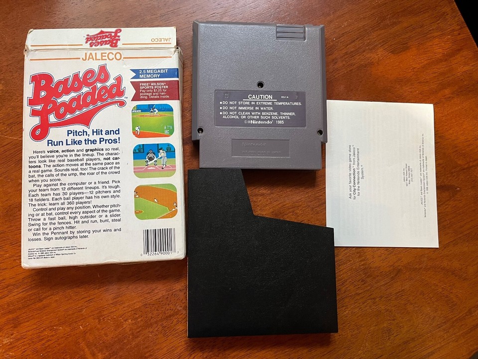 Bases Loaded NES CIB game, box, manual, insert tested and working ...
