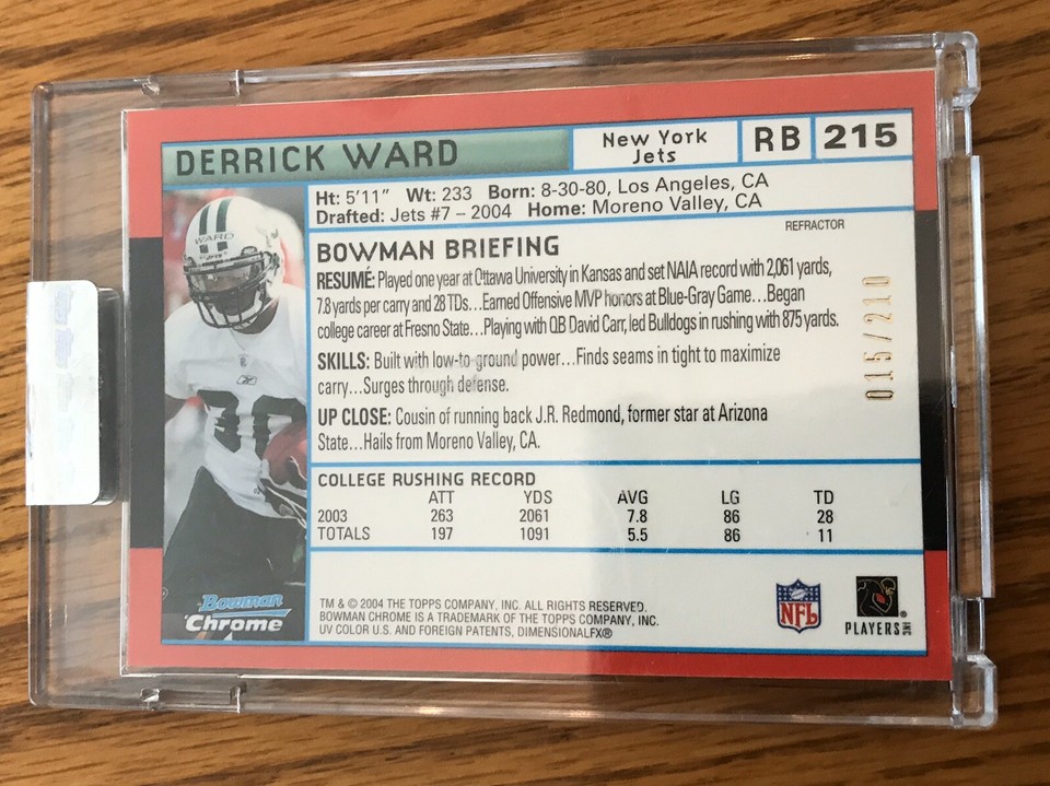 2004 Bowman Chrome DERRICK WARD Red Refractor #015/210 Rookie Card | eBay