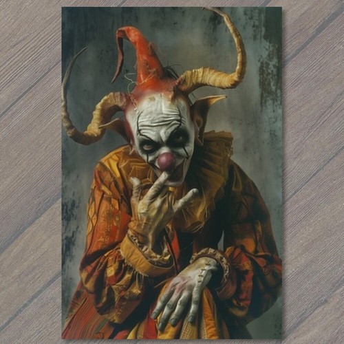 POSTCARD Clown Weird Scary Makeup Monster Halloween Cult Unusual Mask ...