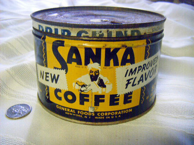 1940-50's sanka coffee advertising tin "Drink it and Sleep" general ...