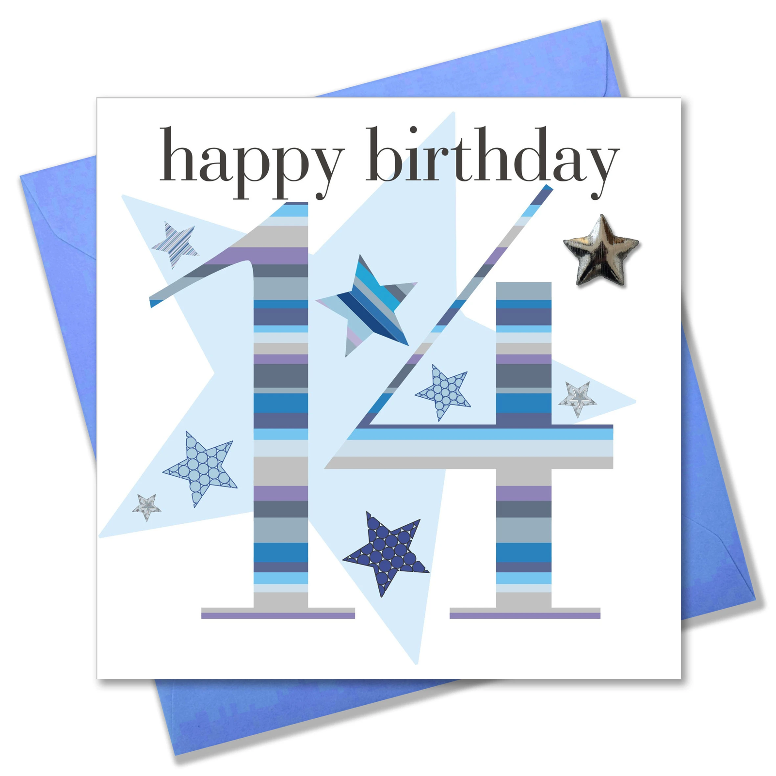 Birthday Card, Age 14 Boy, happy 14th Birthday, Embellished with a ...