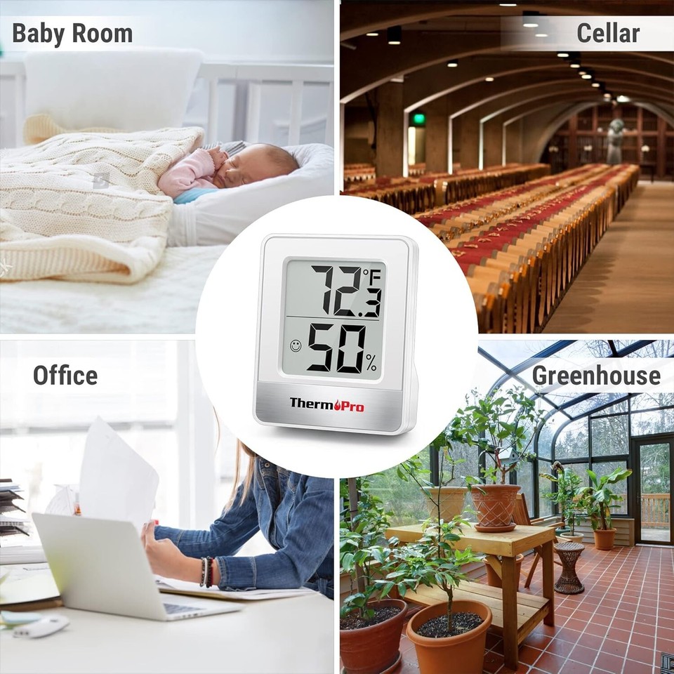 Compact TP49 Humidity Meter with Comfort Indicator & Multiple Placement ...