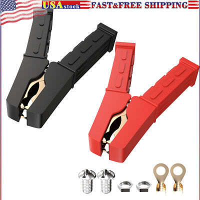 2PCS Heavy Duty Crocodile Clamp Copper 500/1000A Battery Charger ...