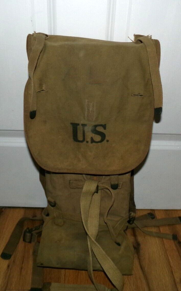 Antique Long 1918 WW1 US M1910 Haversack Pack WWI Khaki Mess kit Meat ...