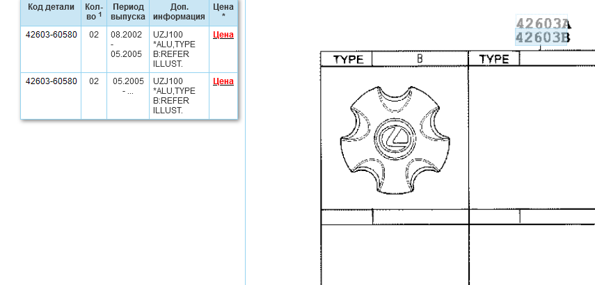 4260360580 FOR LEXUS LX470 03-08 42603-60580 ORNAMENT SUB-ASSY WHEEL ...