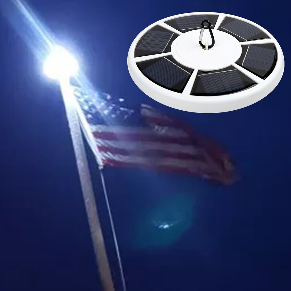 Solar Powered Flag Pole Light 26 LED Auto Active Super Bright Outdoor ...