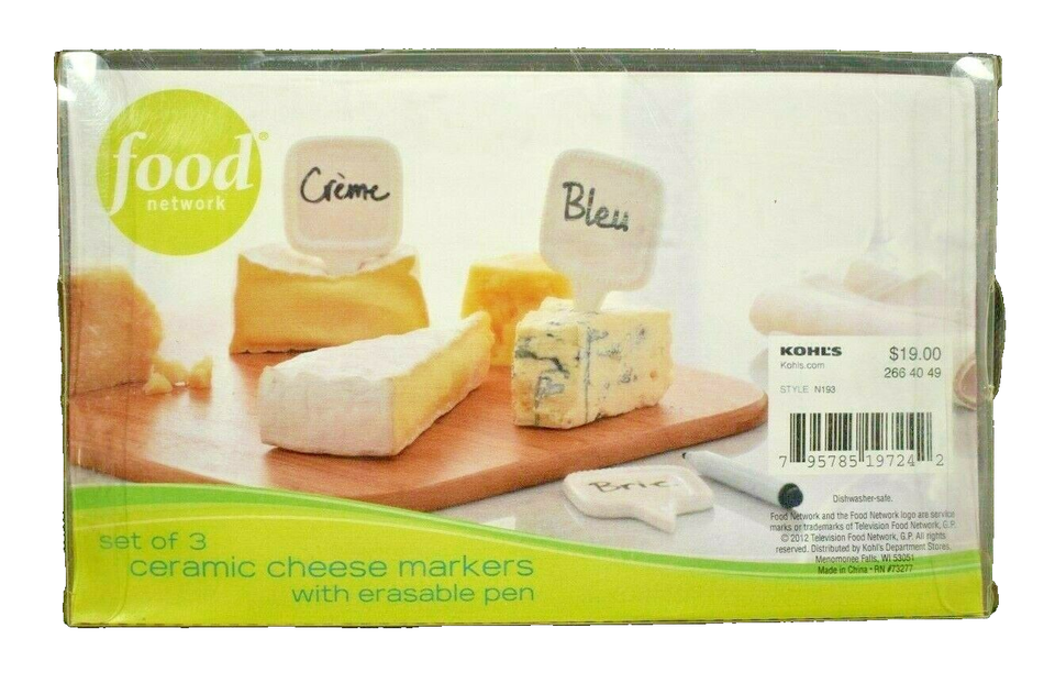 Food Network Erasable Ceramic Cheese Markers with Marker New in Package ...