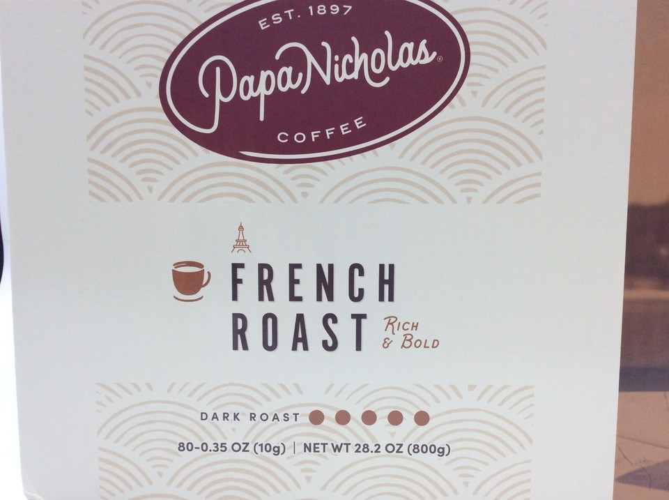 Papa Nicholas Coffee Keurig K-Cup Pods, French Roast, Dark, Box of 80 K ...