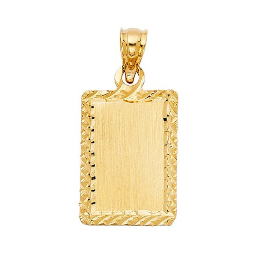 14K Yellow Gold Plain Stamp Pendant | eBay