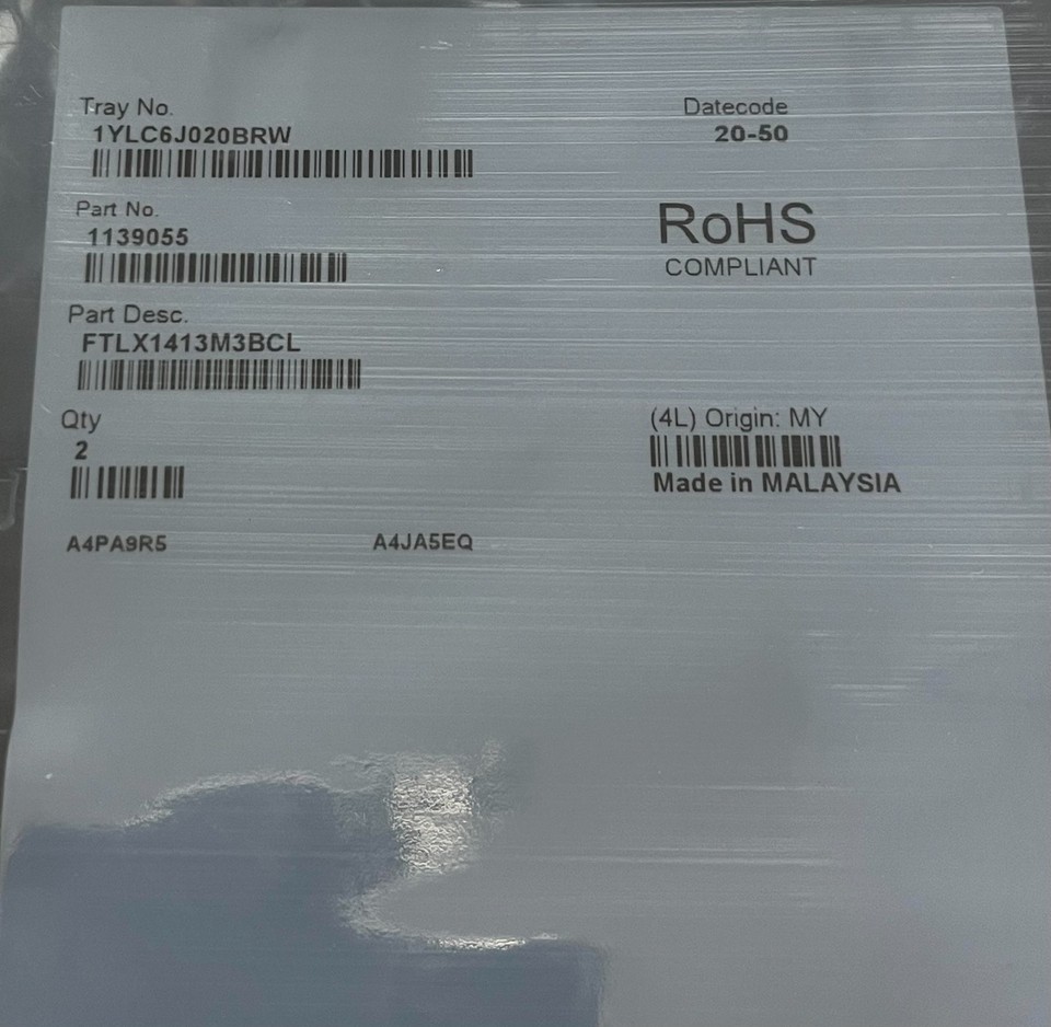 LoT X 2 FINISAR FTLX1413M3BCL XFP 10G LR 1310nm 10GBASE LR/LW ...