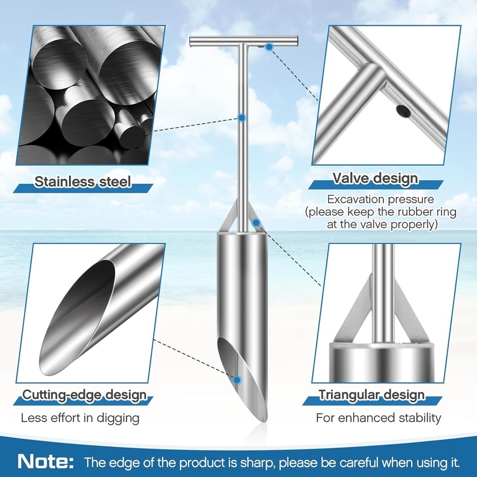 Clam Gun 36 Inch Stainless Steel for Clamming with Vent Pipe and Valve ...