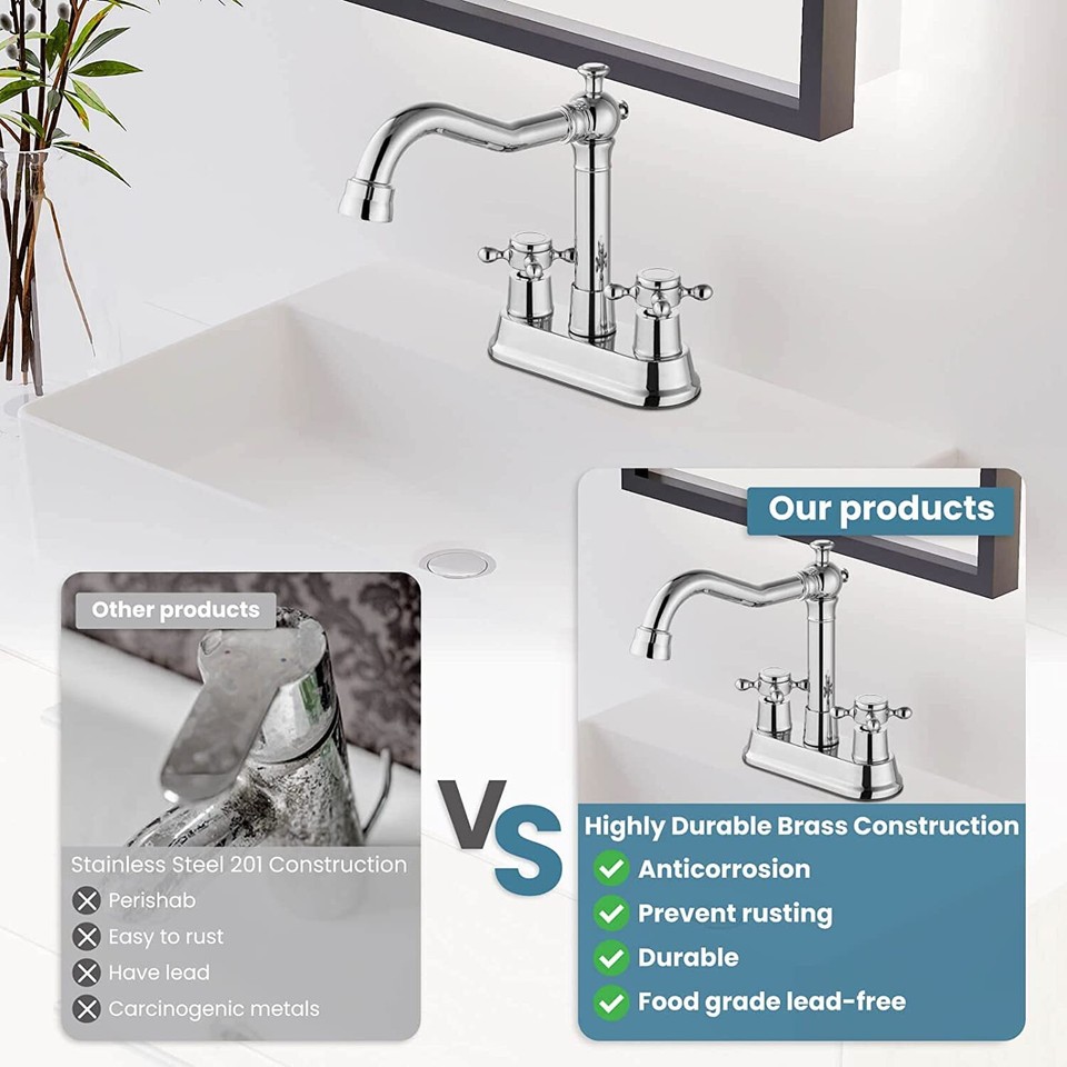 Bathroom Basin Sink Faucet Waterfall Dual Handle Vanity Mixer Tap W/Pop ...