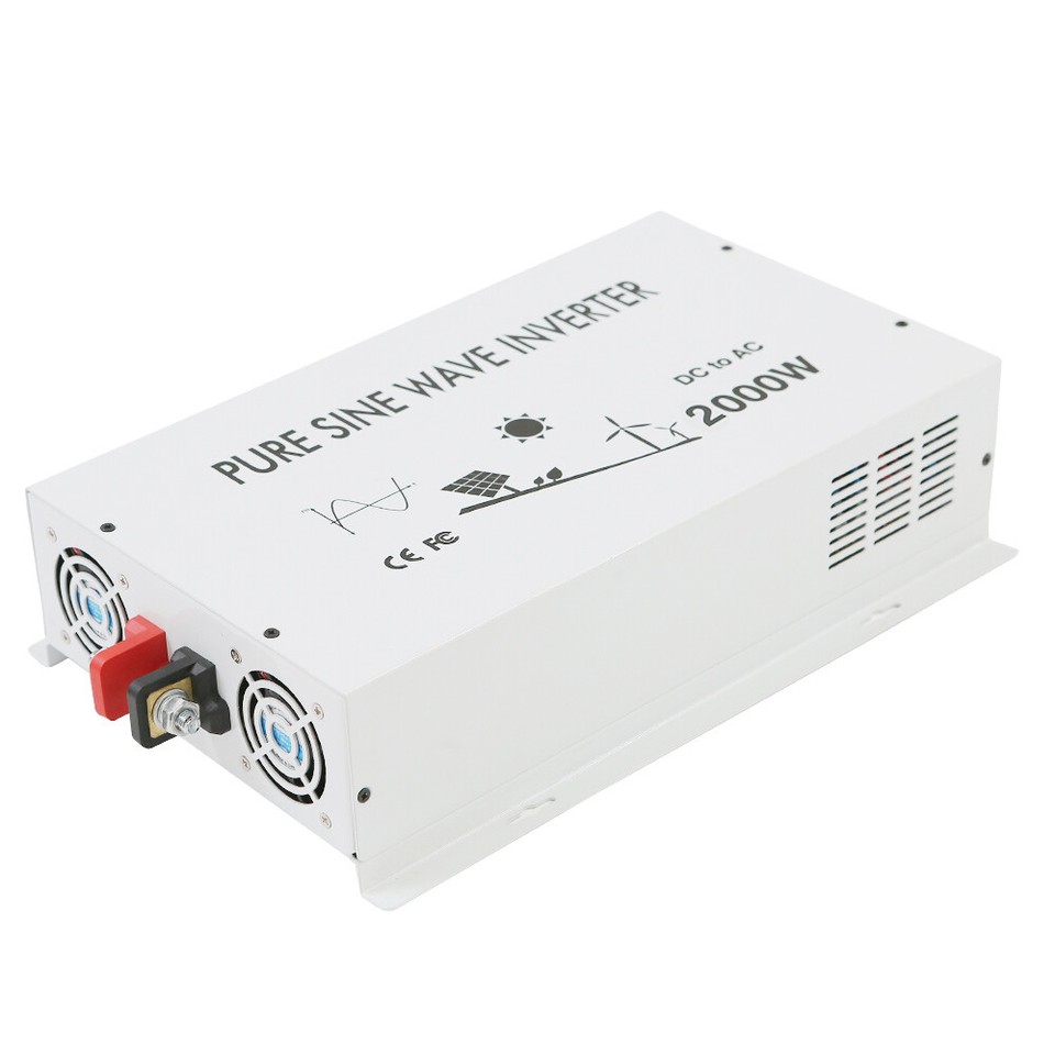WZRELB 2000W 24VDC to 120VAC Pure Sine Wave Inverter Converter White ...