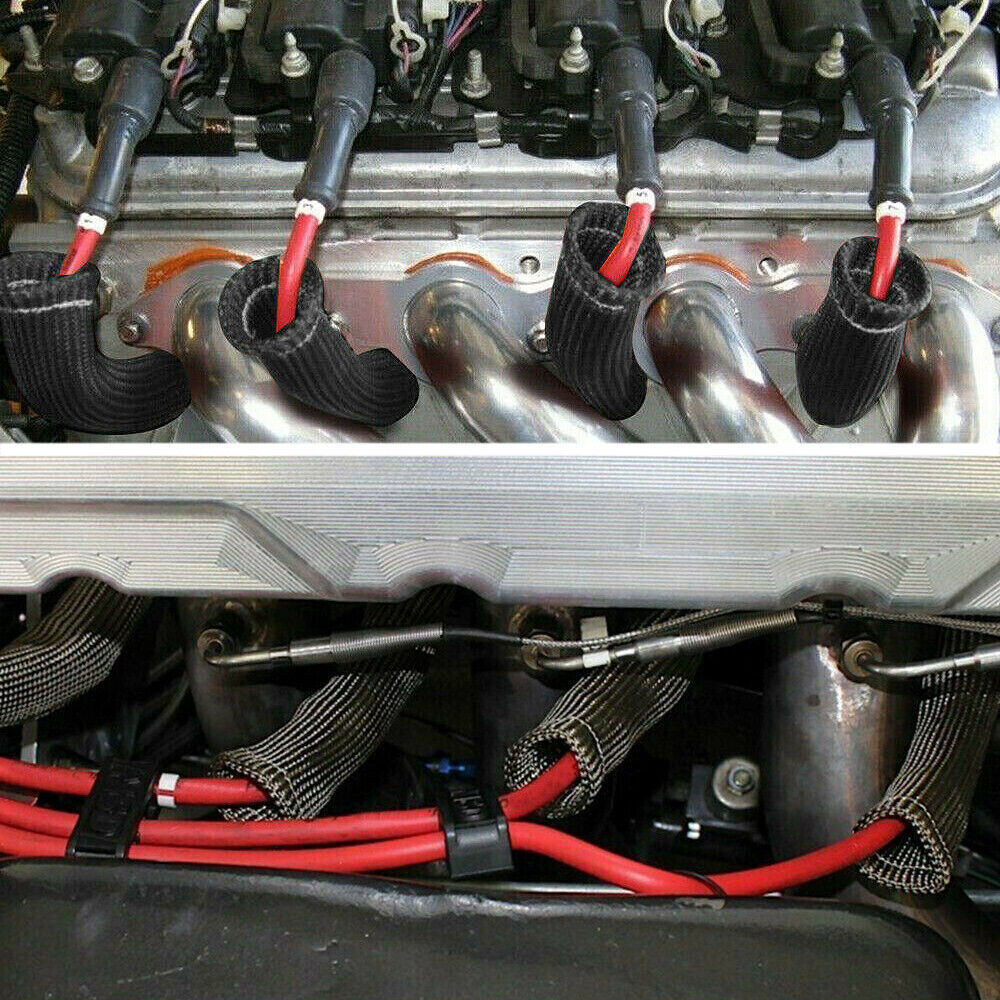 Black 8x1200° Spark Plug Wire Boots Heat Shield Protector Sleeve Sbc ...