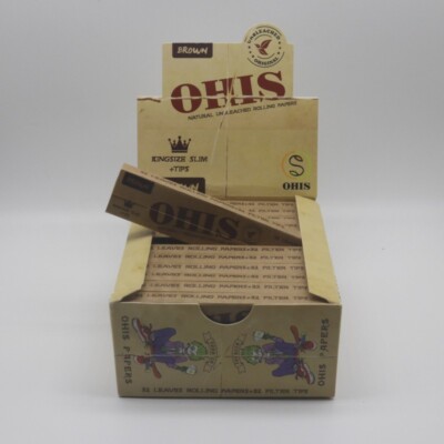 OHIS Natural King Size Rolling Papers With Filter Tip Full Box 24 ...