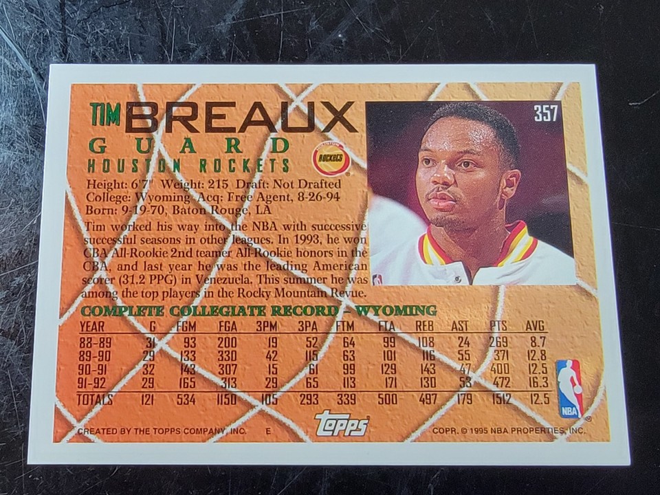1994-95 Topps Basketball #357 Tim Breaux | eBay