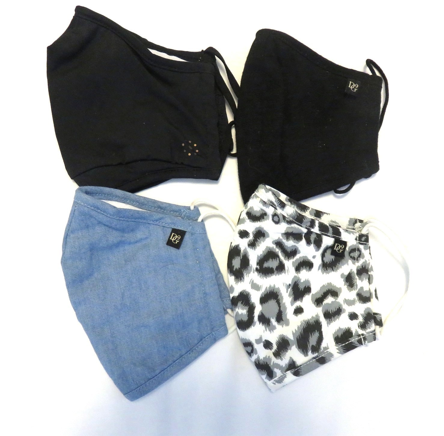 4 cloth face masks, black, animal print, denim colors, washable | eBay