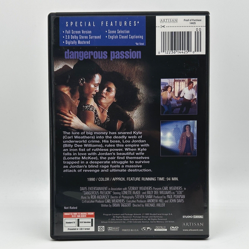 Dangerous Passion DVD Rare OOP Billy Dee Williams Carl Weathers 1989 Fast Ship 12236144250| eBay