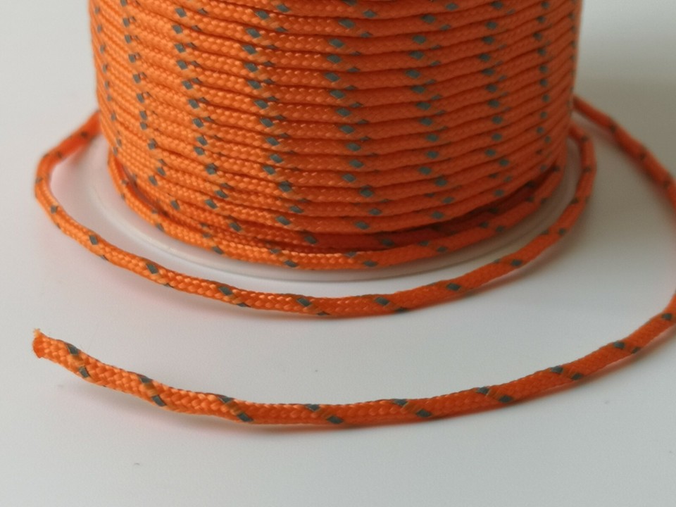 2mm Orange Reflective Paracord Luminous Strong Rope String Camping ...
