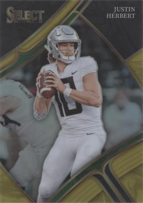 2023 Panini Select Draft Picks - Field Level Justin Herbert #134 Gold ...