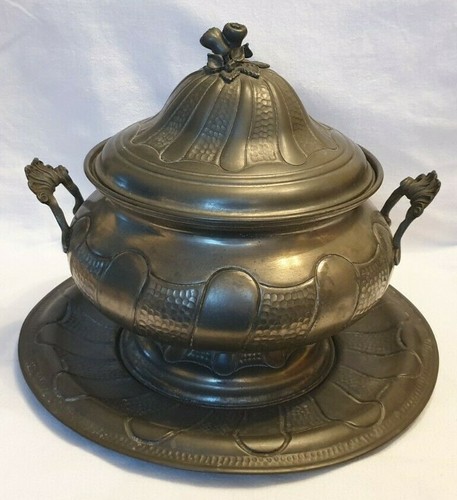 Soupière en Etain, Peltro, 95%, avec son couvercle et plateau | eBay