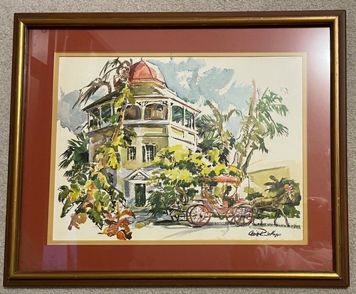 CECILE RYDEN JOHNSON VINTAGE PRINT "PINK CARRIAGE: BEAUTIFULLY FRAMED ...