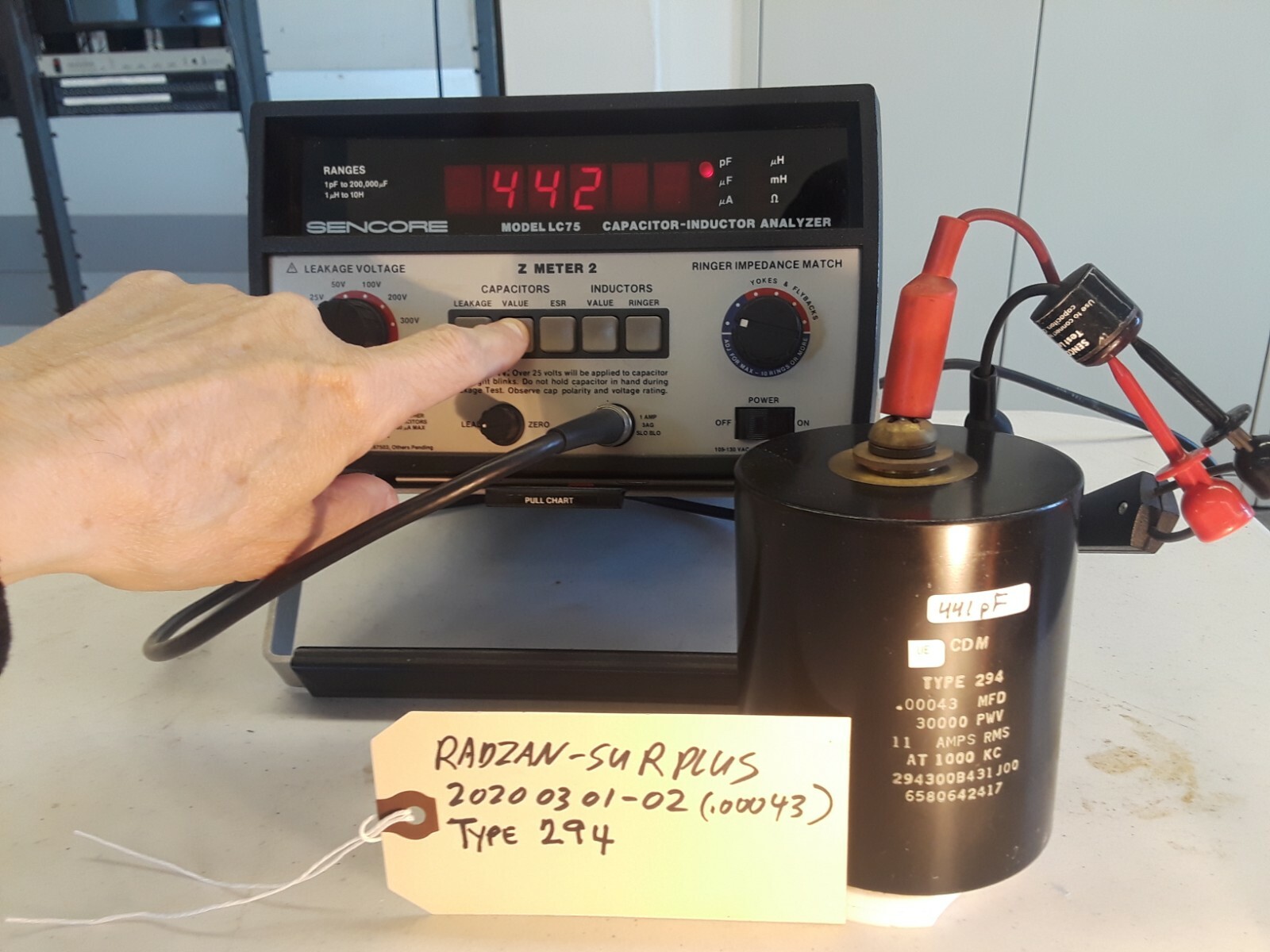 Type 294 .00043 MFD μF 30kV 11A CDM Cornell Dubilier Mica RF Capacitor ...