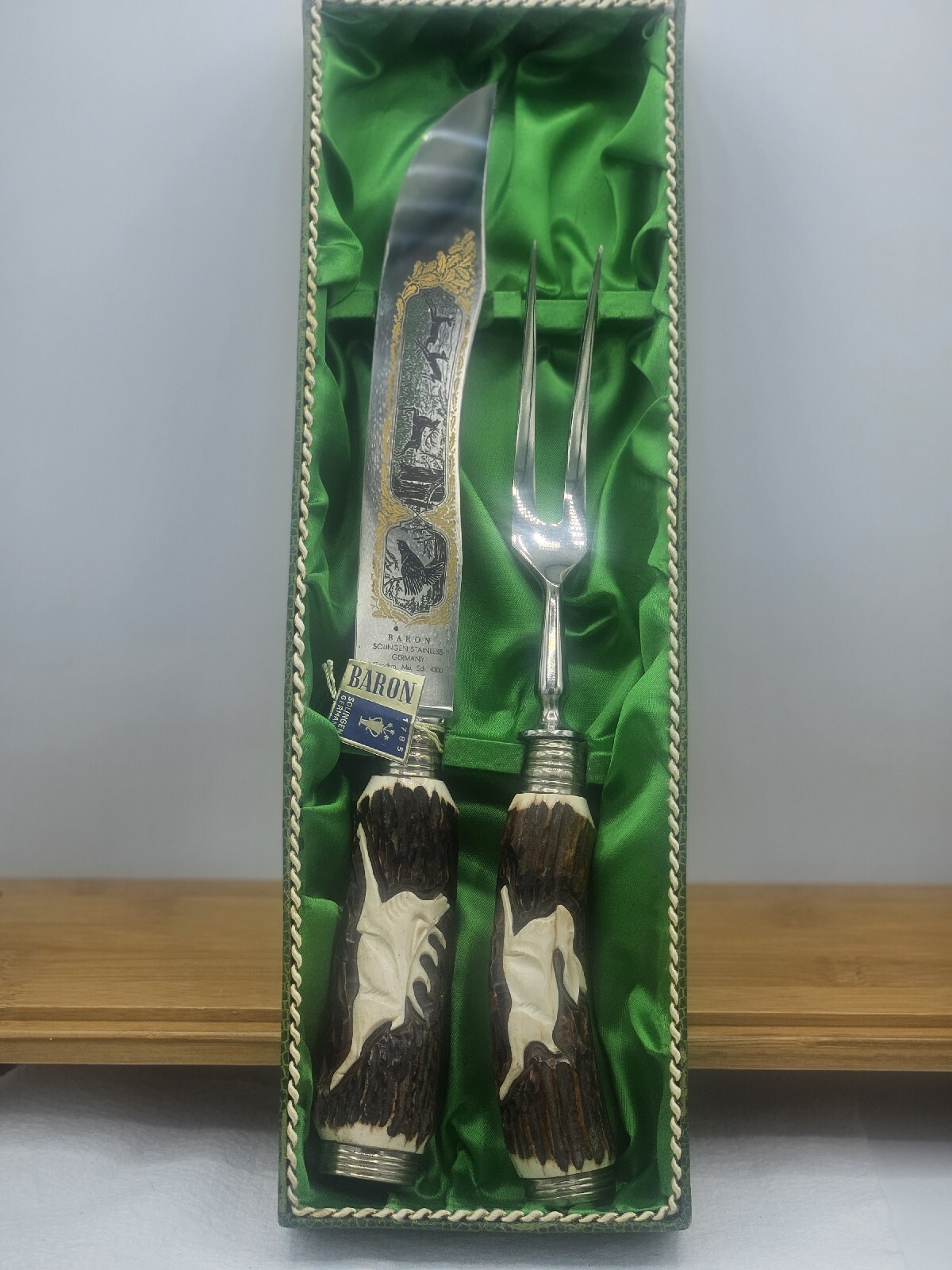 Vtg German Baron Solingen Knife & Fork Carving Set Geschm Mu. Sch 4300 ...