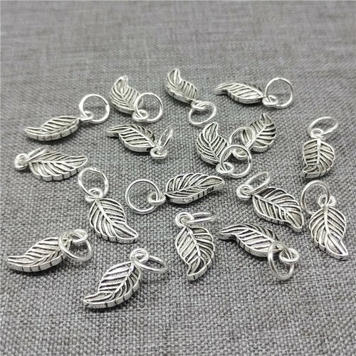 10pcs of 925 Sterling Silver Small Leaf Charms 2-Sided for Bracelet Necklace | eBay