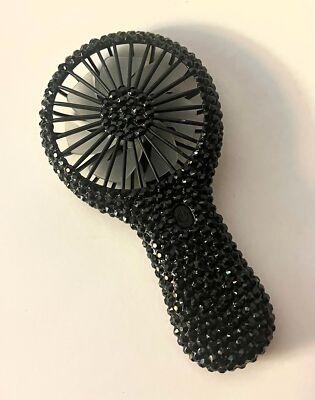 Black bedazzled fan, handheld fan, bling personal fan, glam portable ...