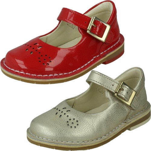 SALE CLARKS Comet Play Infant Girls Red Patent Or Gold Leather Mary ...