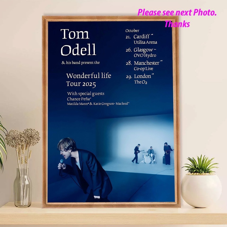 Tom Odell Wonderful Life 2025 UK Arena Tour Poster, Singer Pop Music ...