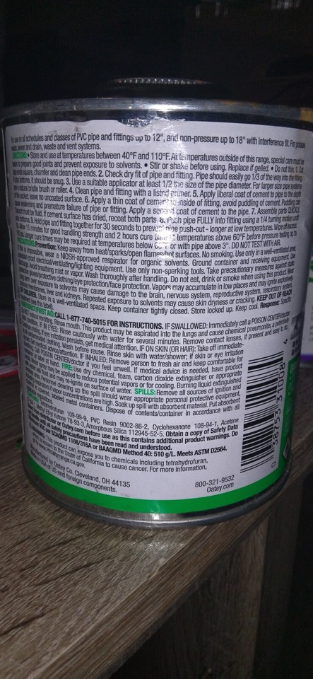 Oatey Heavy Duty Clear PVC Cement 1 Quart 32 fl. oz. PVC Glue Home ...